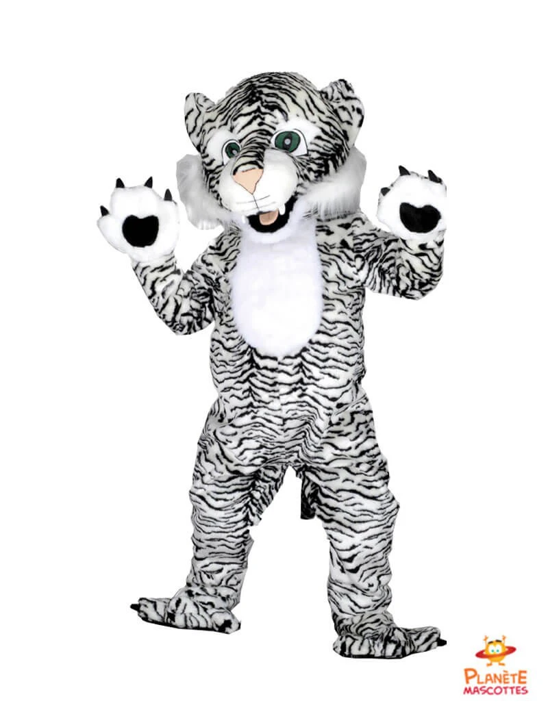 White tiger mascot costume and customized mascots - Planète Mascottes