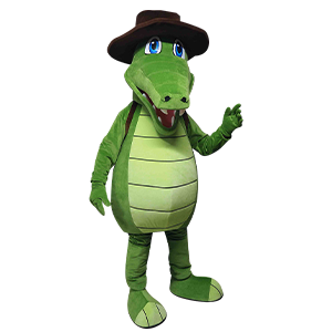 Mascotte sur mesure Croco avec son sac à dos - Planète Mascottes